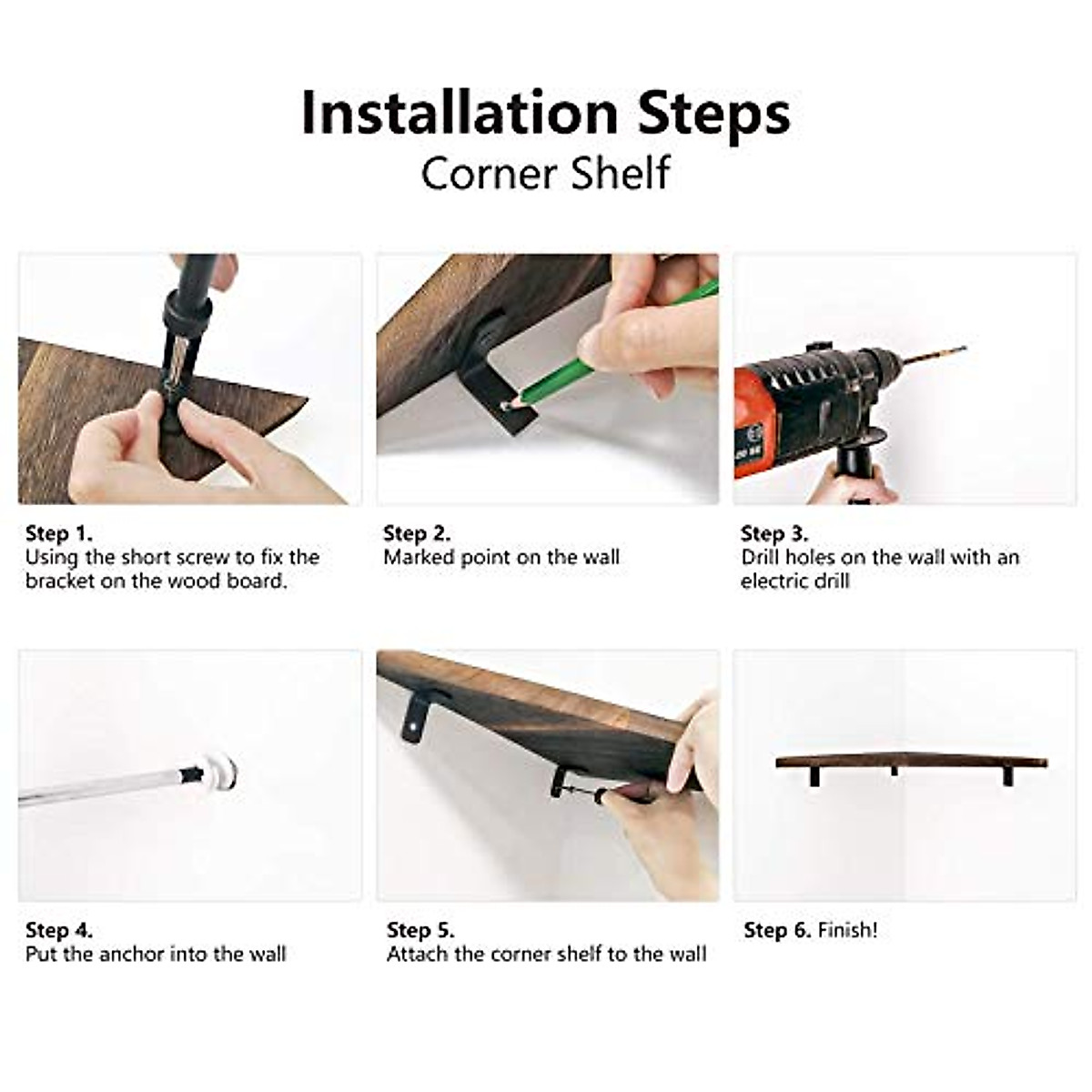 Mkono Corner Shelves Wall Mounted Set of 3 Floating Corner Shelf for Wall Home Decor Rustic Wood Wall Storage Display Shelves for Living Room Bedroom Bathroom Kitchen Office