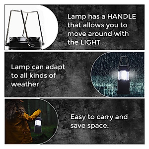 Lunabode LED Battery Powered Camping Lantern ( 2 Pack )- Portable COB Hanging Lamp Lights | Waterproof Collapsible Lantern Flashlight for Tent Lights, Power Outages, Hurricane Emergency, Hiking