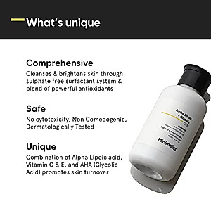 Minimalist 7% ALA & AHA Brightening Face Wash with Vitamin B5 For Hydration, Glycolic Acid For Exfoliation & Alpha Lipoic Acid For Glowing Skin | For Men & Women, 100 ml