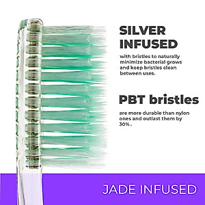 Solodent Toothbrush Soft, Silver & Jade Flossing Bristles (Pack of 2) Colors May Vary