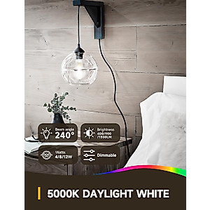 UNILAMP 3 Way Light Bulbs 50 100 150w Equivalent, Daylight White 5000K, E26 LED Filament Light Bulbs, Three Way A19 LED Light Bulb with 90+ CRI, Bright White Light Bulbs, Classic Clear Glass, 2 Pack