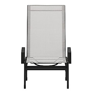 Flash Furniture Brazos Adjustable Chaise Lounge Chair with Arms, All-Weather Outdoor Five-Position Recliner, Black/Gray