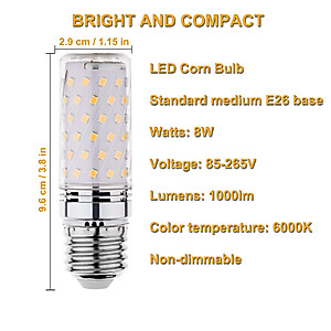 RAYHOO LED Light Bulbs Incandescent 80-100 Watts Equivalent, Standard Medium E26 Base,1000Lumens Non-Dimmable,4 Pack (White 6000K)