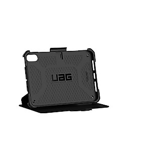 URBAN ARMOR GEAR UAG Designed for iPad Mini Case (6th Gen, 2021) Rugged Smooth Exterior Material Heavy Duty Multi-Angle Viewing Folio Stand with Pencil Holder Metropolis SE Protective Cover, Black