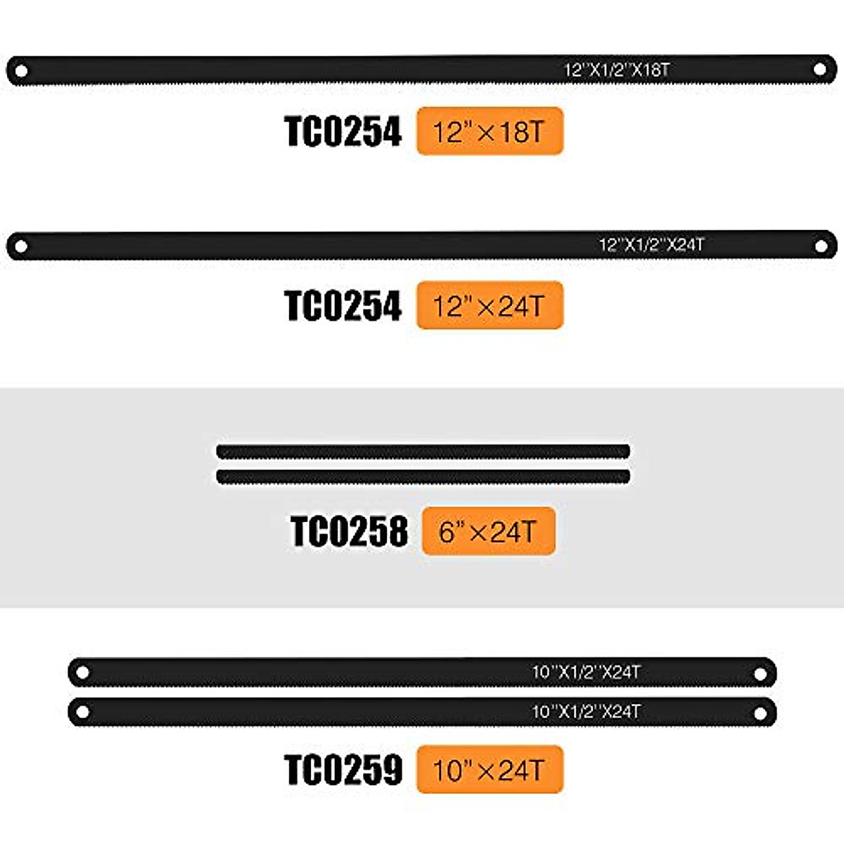 BEETRO Hacksaw Frame Set, 12’’ Hacksaw Frame, 6’’ Hacksaw Frame and 10'' Mini Hacksaw, Including Six Extra Blades, Handsaw for Metal, Wood, PVC Pipes