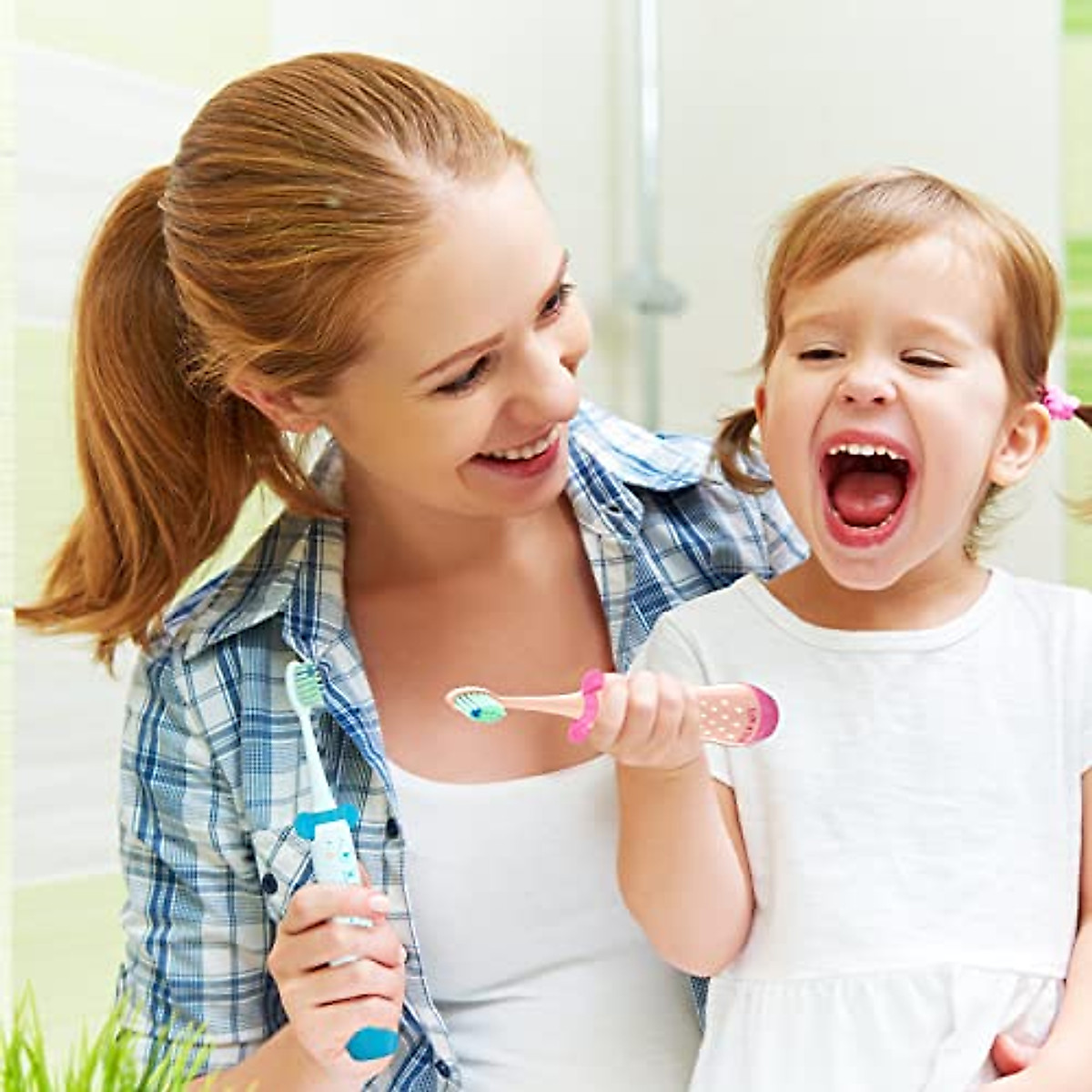 NELL&WELL Kids Electric Toothbrush, Battery Powered Toothbrushes with 2 Soft Bristles Heads for Children Boys and Girls Ages 3+, IPX7 Waterproof, BPA Free (Bear Purple)