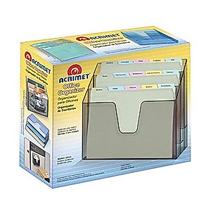 Acrimet Horizontal Triple File Folder Holder Organizer (Solid Red Color)
