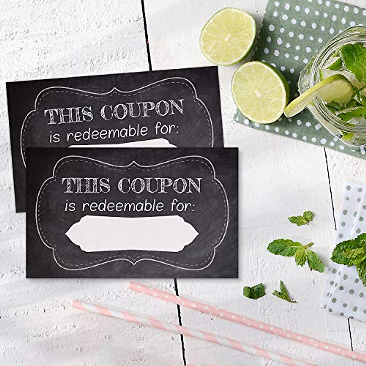 BUTIKUMI 50 Coupon Cards, Coupons for Mom, Wife, Husband, Business, Business Blank Coupons Gift Certificates Vouchers.