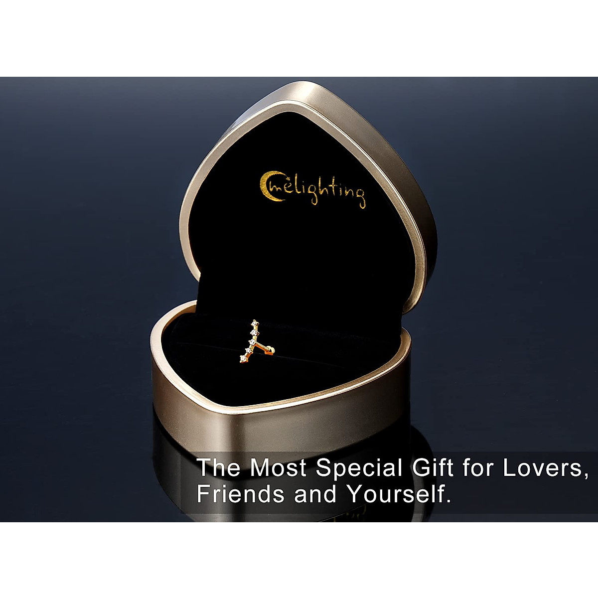 Melighting Gold Helix Earrings 14K Cartilage Earrings 16G Gold Tragus Piercing Jewelry Clear CZ Stud Earring Conch Piercing for Women Men Gift