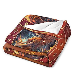 Custom Sagittarius Blanket Gifts, 50"x40" Rectangular Flannel Zodiac Throw Blanket Cozy, Personalized Blankets Gift for Boys Girls Teen Women Men Tarot Cards Lovers Birthday Anniversary Festival