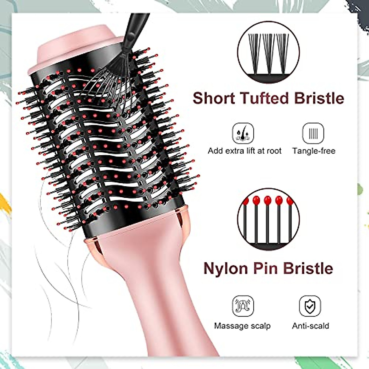 Cosermart Hair Dryer Brush 4 in 1 Blow Dryer Brush with Comb, Upgraded Hot Air Brush with Negative Ion Anti-frizz Blowout Brush Hair Dryer for Drying, Straightening, Curling, Salon, Hair Volumizer