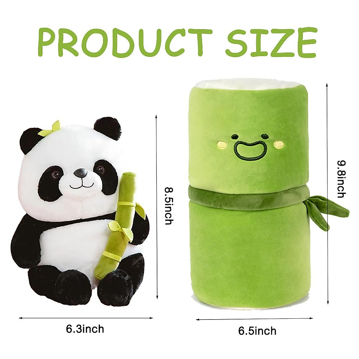 Shapeazy Cute Panda Plush Toy with Bamboo Cover, Bamboo Tube Panda Plush Toy, Kawaii Panda Stuffed Toys, Animal Panda Plush Doll Pillow Toys for Kids Funny Birthday Gift (9.8in)