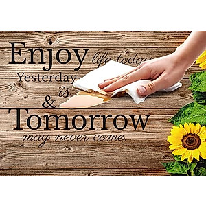 Yellow Sunflower Kitchen Rugs Farmhouse Kitchen Mats for Floor 2 Piece Anti Fatigue Kitchen Mat Set Thick Memory Foam Cushioned Kitchen Rug Set for Sink Laundry Room, 17.3x28+17.3x47 inch