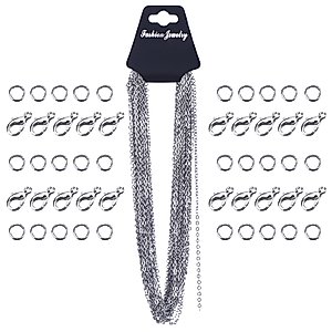 33 Feet Stainless Steel DIY Link Chain Necklaces with 20 Lobster Clasps and 30 Jump Rings for Jewelry Making (2.5 mm)