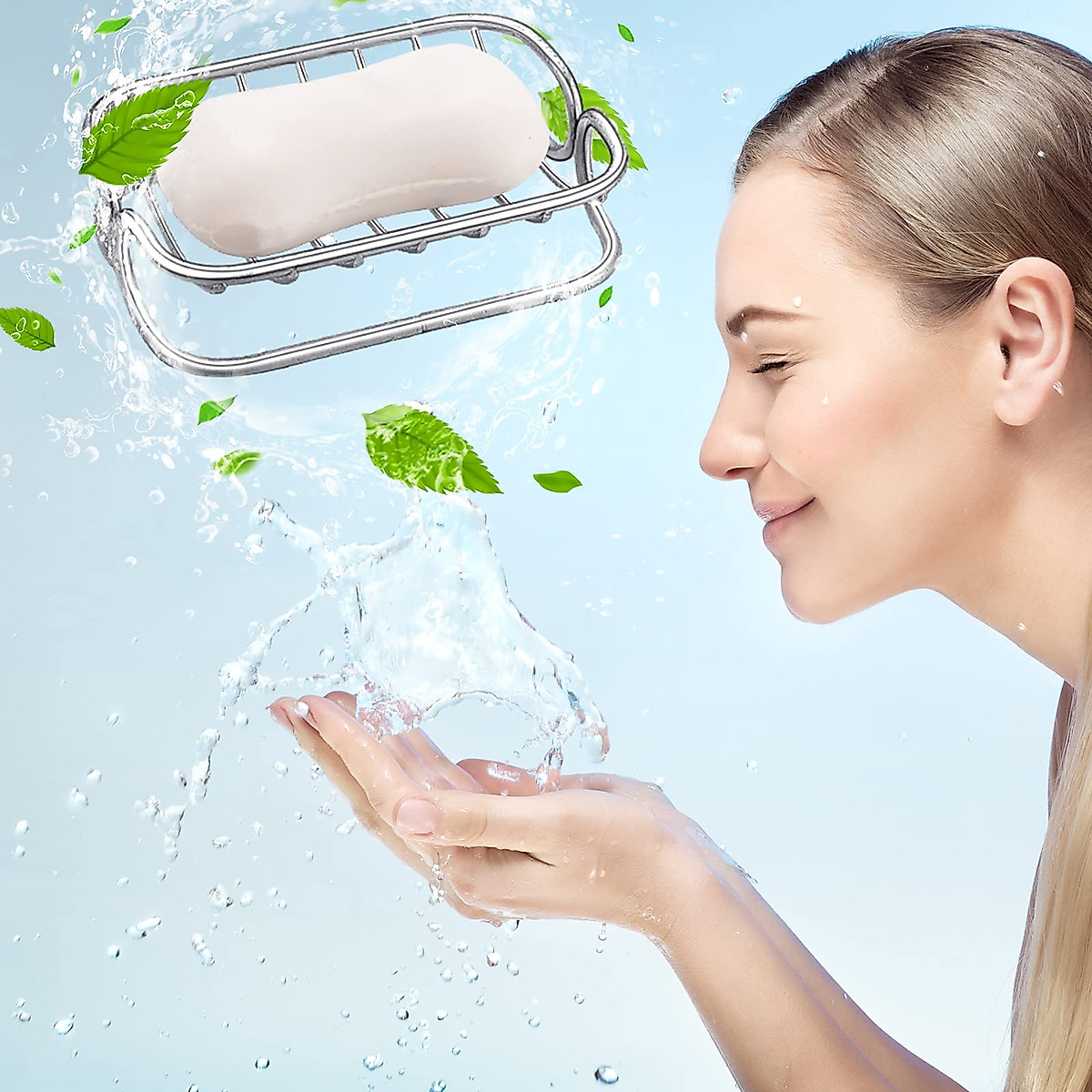 Bar Soap Dish Stainless Steel Shower Soap Holder Rust Proof Metal Soap Holder Self Draining Soap Sponge Holder Shelf Tray for Shower Bathroom Kitchen Sink