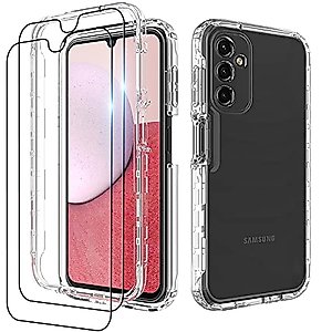 Dzxouui for Samsung A14 5G Case with [2 Pack] Screen Protector, Heavy Duty Shockproof Bumper Full Body Transparent Soft TPU Protection Cover Phone Cases for Samsung Galaxy A14 5G, Clear