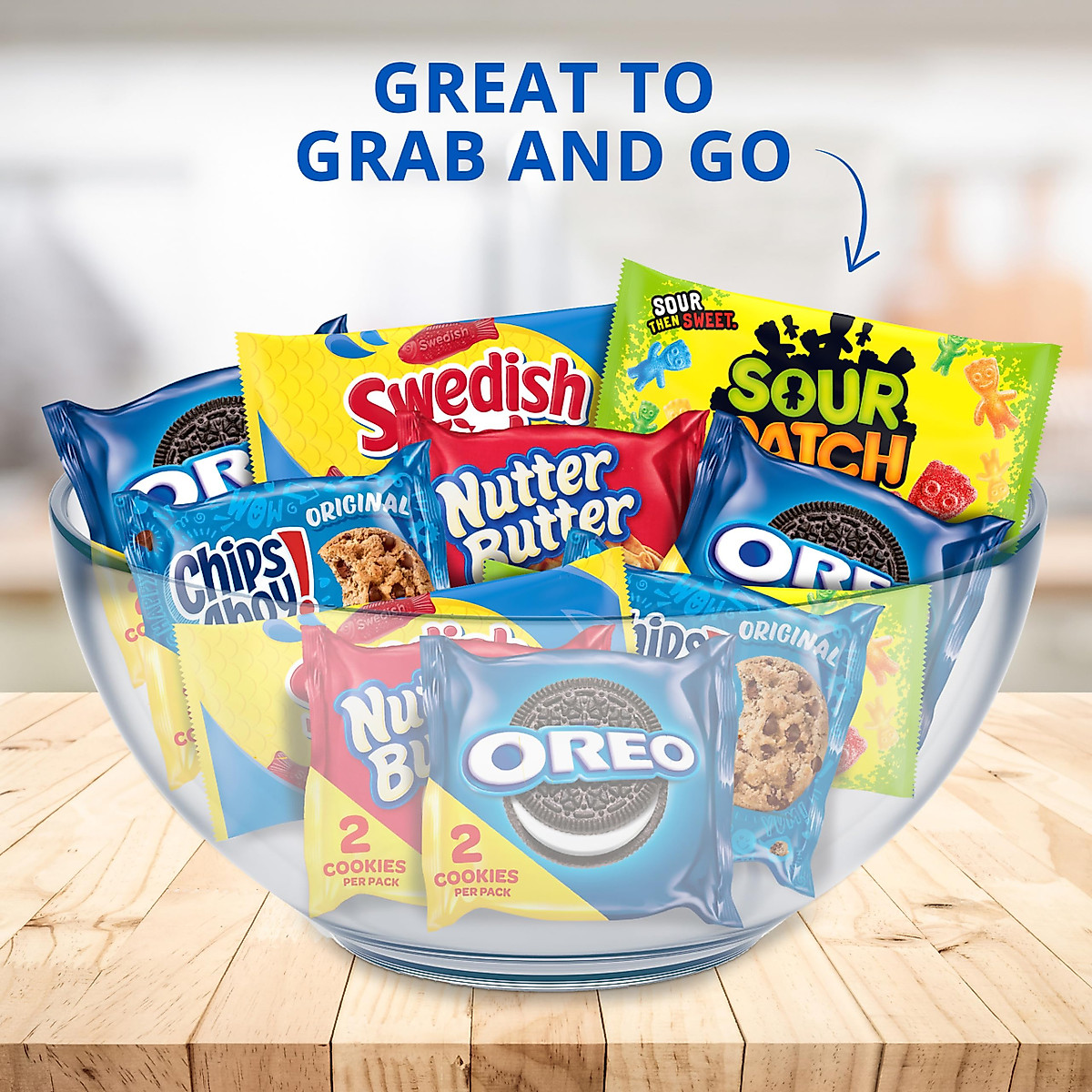 OREO, CHIPS AHOY!, Nutter Butter, SOUR PATCH KIDS & SWEDISH FISH Cookies & Candy Variety Pack, 40 Snack Packs