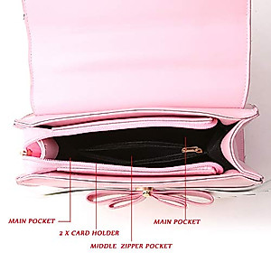 SHUIANGRAN Girls Cute Shoulder Bags PU Leather Purses Crossbody Handbag for Women Bow Satchel Wing Pink