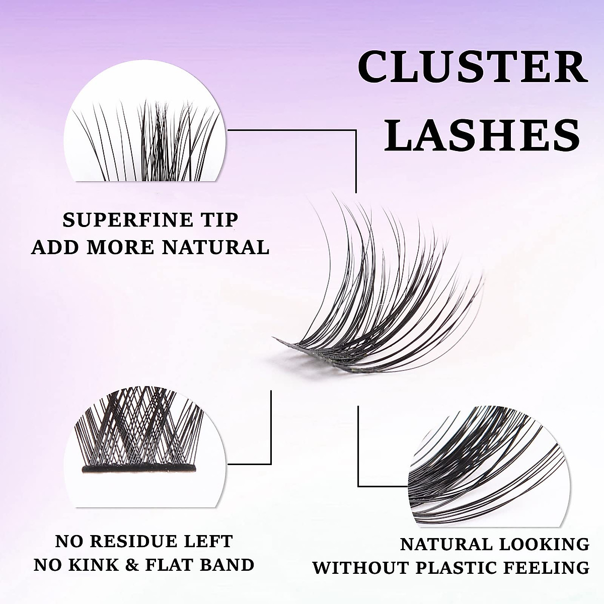 Lash Clusters 72 Pcs Individual Lashes DIY Lash Extensions 10-16mm Length Reusable Soft Natural False Eyelashes Thin Band Eyelash Extensions for Makeup at Home