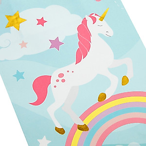 BLUE PANDA 24 Pack Small Unicorn Favor Bags with Handles, Pastel Rainbow Birthday Party Decorations (5.5 x 8.6 x 3 In)
