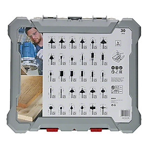 Bosch Professional 2607017476 30-Piece Set Router Bit Set for Wood for Router with 1/4 Inch Shank