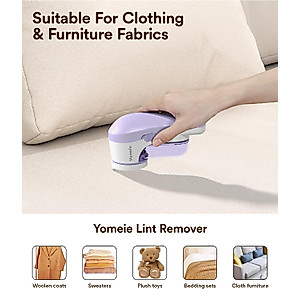 Yomeie Fabric Shaver, Rechargeable Sweater Shaver, Lint Shaver with 6-Leaf Blades, Electric Lint Remover for Clothes & Furniture, Couch Pilling Remover Depiller for Removing Fuzz, Lint, Pills, Bobbles