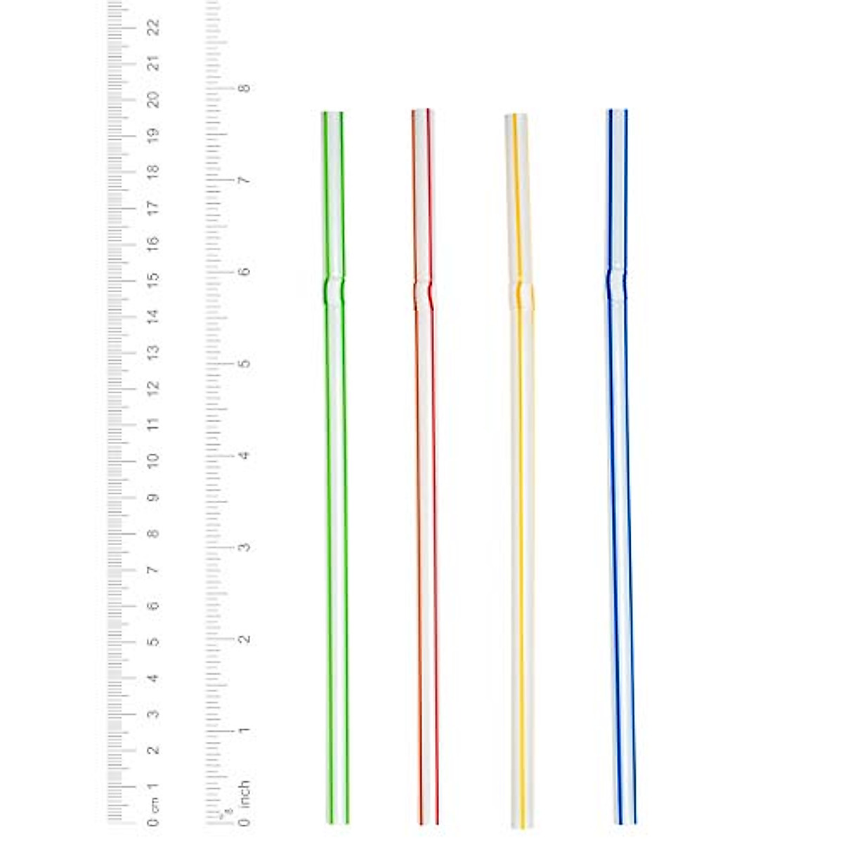 [200 Pack] Flexible Disposable Plastic Drinking Straws - 7.75" High - Assorted Colors Striped