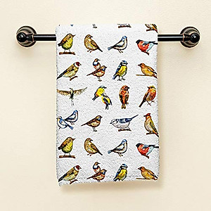 HGOD DESIGNS Bird Hand Towels,Watercolor Beautiful Birds Painting 100% Cotton Soft Bath Hand Towels for Bathroom Kitchen Hotel Spa Hand Towels 15"X30"