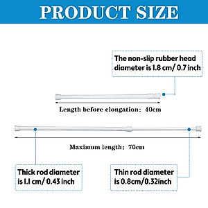 8 Pack Window Security Bar Window Lock Bar 15.7-27.6 Inch 1/2'' Diameter Adjustable Sliding Glass Door Lock Window Safety Bars with Rubber Tips Sliding Door Security Stick for Bathroom Cupboard