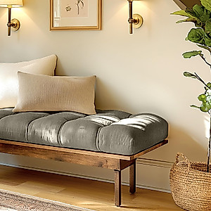 Outdoor Bench Cushion for Indoor/Outdoor Furniture - Thickened Non-Slip Custom Cushions for Piano, Window, Porch Swings, Dining Bench (48x18x4 Inch, Hemp Brown)