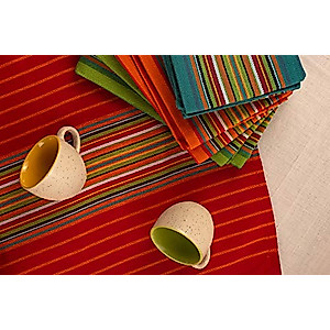 Neolino Kitchen Dish Towels, Salsa Stripe, 100% Natural Absorbent Cotton (Size 28 x 16 inches), Pack of 12-Multi Color