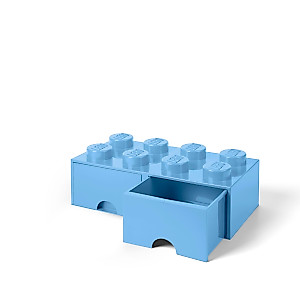 LEGO Brick Drawer, 8 Knobs, 2 Drawers, Stackable Storage Box, Light Royal Blue