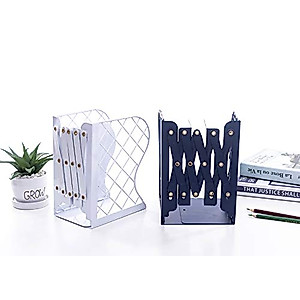 DengHU Bookeds,Adjustable Bookends Table Desktop Desk Expandable Adjustable Bookcase Bookend for Heavy Books Holder for Desk Book Stand Heavy Duty Bookend (White)