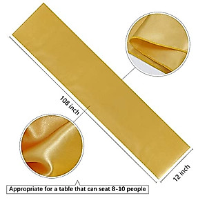 Set of 5 Satin Table Runners Gold 12x108 inch Table Runner for Party Wedding Reception Banquet Decoration Bright Silk Smooth Fabric Spring Party Chair Sashes