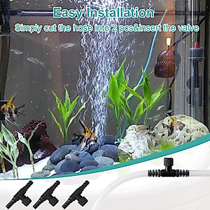 HINZIC 30 Pack Aquarium Air Control Valves for Fish Tank Single Way 3/16" ID Air Tube Black T Shape Control Valve Plastic Aquarium Hose Connector