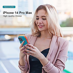 MAXCURY for iPhone 14 Pro Max Case, Heavy Duty Shockproof Dual Layer Rugged Full-Body Protective Phone Cover, 2 in 1 Slim Fit Silicone Rubber Phone Case for Men & Women (Teal/Orange)