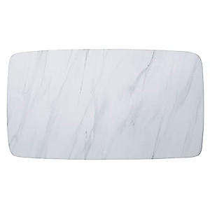 Dining Table in Marble Top and Weathered Gray Finish White Modern Contemporary Rectangle Wood