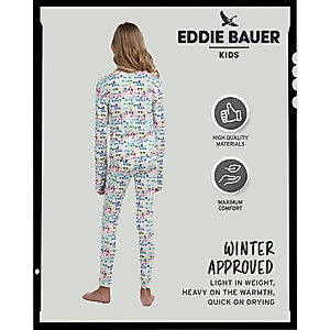 Eddie Bauer Thermal Underwear For Kids - 2 Piece Performance Base Layer Underwear Set For Boys and Girls (5-16), Size 7-8, Egret