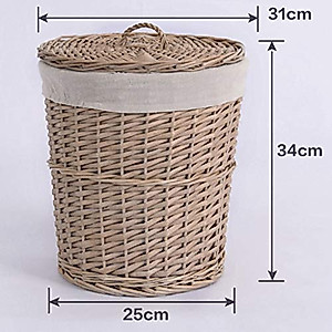 UXZDX Large Wicker Weave Storage Basket with Lid Dirty Clothes Toy Basket Laundry Basket Hand-Knitted Art