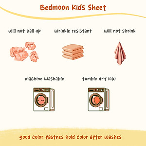Bedmoon Boys Twin Sheets, Kids Train Bed Sheet Set with Non-Slip Fitted Sheet, Boys Soft Microfiber Twin Sheets & Pillowcases, Yellow Orange