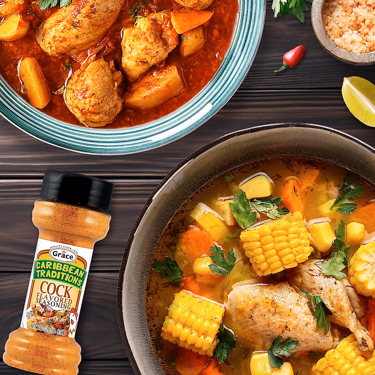 Caribbean Traditions Cock Seasoning - 2 Pack - Jamaican Cock Flavored Seasoning - Poultry Seasoning & Chicken Seasoning for Grilling