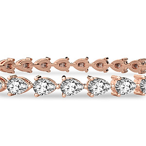 FRIENDLY DIAMONDS 3 Carat IGI Certified Lab Grown Diamond Bracelet Line 7" | 14K in Rose Gold | Serene Pear Lab Diamond Tennis Bracelet | Three Prong Settings | FG-VS1-VS2 Quality