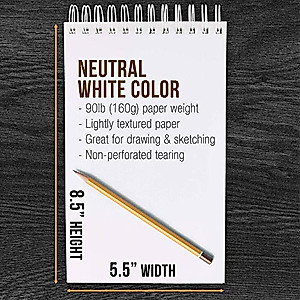 U.S. Art Supply 5.5" x 8.5" Top Spiral Bound Sketch Book Pad, Pack of 2, 30 Sheets Each, 90lb (160gsm) - Acid-Free Heavyweight Paper, Artist Sketching Drawing Pad - Pencils, Charcoal - Adults, Student