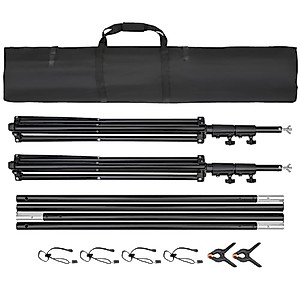 VEVOR 12 x 10 ft Heavy Duty Backdrop Stand, Height Adjustable Photography Backdrop Stand, Background Support System with 6 Clamps and A Carry Bag, for Party, Wedding, Display, Photo