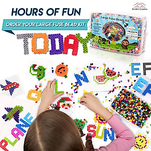 Fuse Beads kit of 1500 Large 10MM Melty Beads Perfect for Ages 4-7 with 48 Patterns and pegboard Arts and Crafts for Girls and Boys