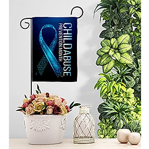 Breeze Decor Prevention Child Abuse Garden Flag Set Wood Dowel Support Awareness Inspirational Survivor Ribbon Cancer Autism Breast BLM House Banner Small Yard Gift Double-Sided, Made in USA
