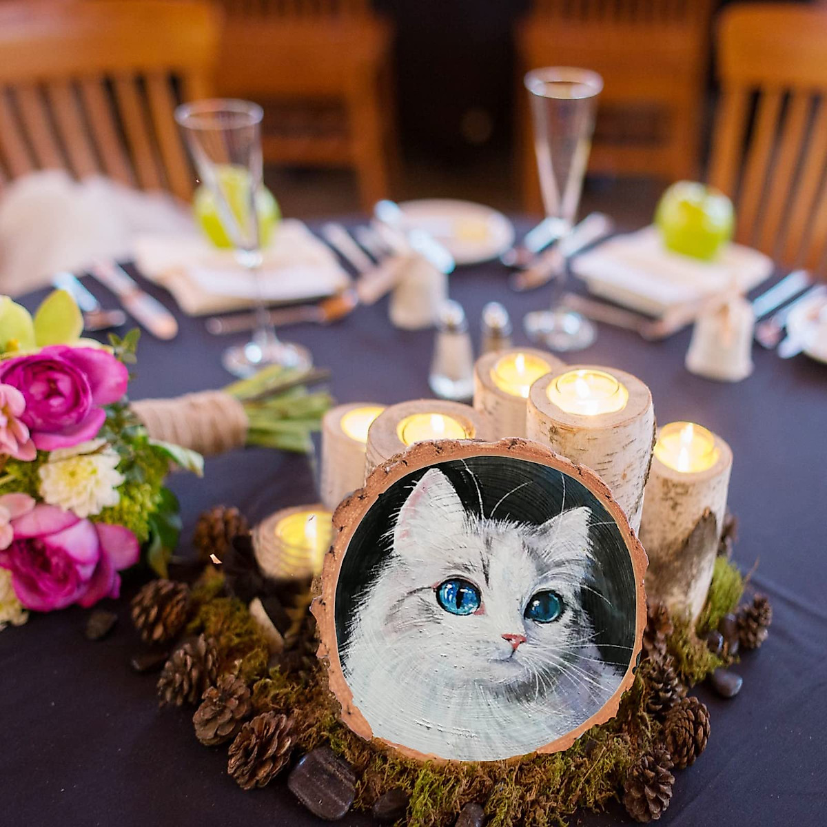 SENMUT Wood Slices 20 Pcs 3.5-4.0 inch Unfinished Wood Rounds Christmas Wood Ornaments for Crafts Wood Kit Wooden Circles Without Hole Wood Coasters Natural Wooden Slices Craft Supplies for Painting