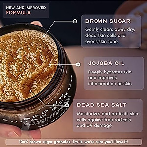 Brooklyn Botany Brown Sugar Body Scrub - Moisturizing and Exfoliating Body, Face, Hand, Foot Scrub - Fights Acne, Fine Lines & Wrinkles, Great Gifts For Women & Men - 10 oz