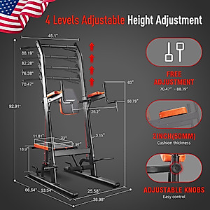 HARISON Multifunction Power Tower with Bench Pull Up Bar Dip Station for Home Gym Workout Strength Training Fitness Equipment