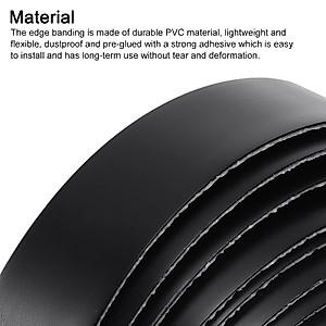 uxcell Black PVC Edge Banding, 1-1/8" x 24.6ft Pre-Glued Flexible Edge Banding for Furniture Repair & Restoration